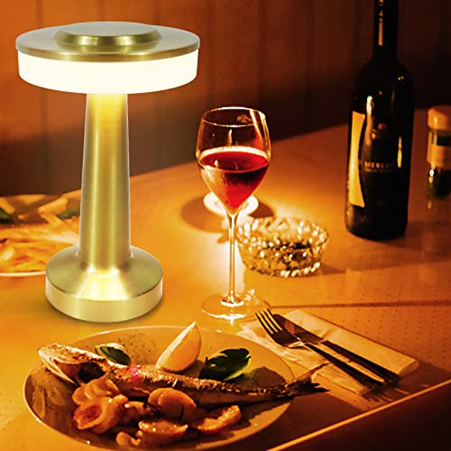Orstarry 2 Pack Table Lamp, Portable LED Table Lamp, Rechargeable Table Lamp with 3 Brightness Touch Lights for Restaurant/Bedroom/Bar/Outdoor Party/Camping/Coffee Shop Night Lights(Gold)