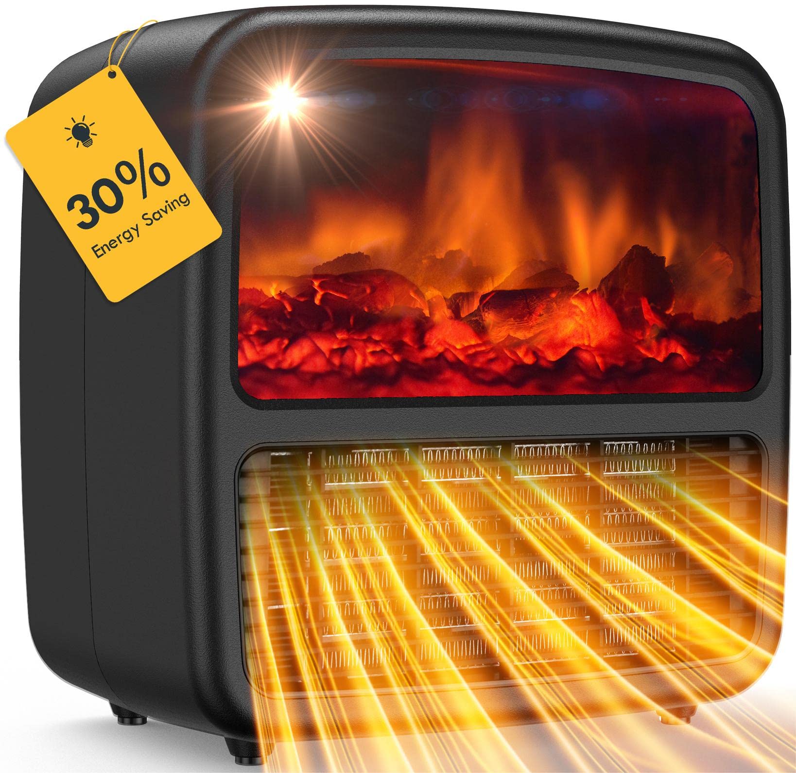 COSYAIREY Space Heater Fireplace, Energy Efficient Space Heater Dynamic Flame Effect, 30% Energy Saving,1s Fast Heating Electric Space Heaters for Indoor Use, Electric Space Heater Tip-Over Protection