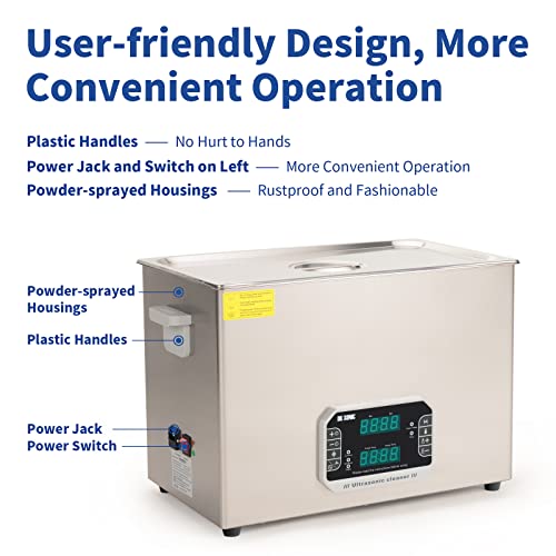 DK SONIC Touch Ultrasonic Cleaner with Heater,Digital Timer and Basket Multiple Cleaning Mode for Lab Tools, Metal Parts, Carburetor, Auto Parts, Engine Parts, etc (30L, 110V)