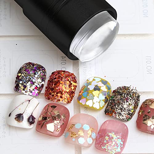 DOUITH Mini UV LED Nail Lamp for Gel Nails with 12 LED, Portable Gel LED UV Nail Lamp with Silicone Nail Stamper, Battery-Powered Gel Cure Lamp Stainless Steel Manicure Tool