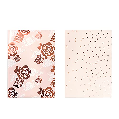 NICROHOME Metallic Rose Gift Wrapping Paper, 2PCS 20 X 28 Inch Pink Tissue Paper for Packaging, Floral Wrapping Paper with Modern Gold Polka Dot for Wedding, Birthday, DIY Craft