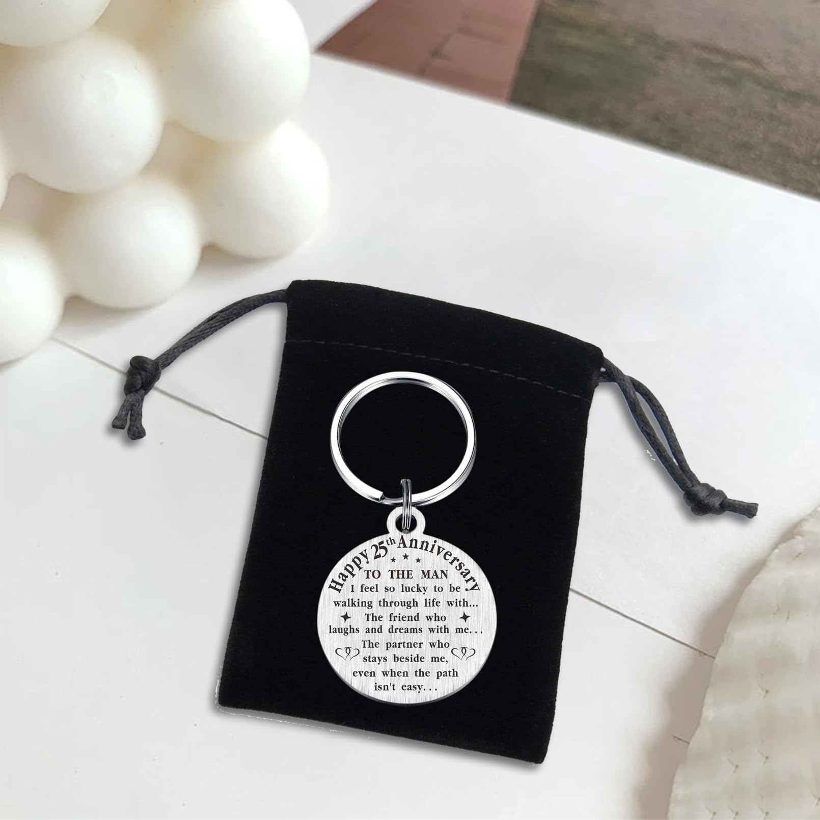 TANWIH 25th Wedding Anniversary Keychain Gifts, Best Husband Since 2000, 25 Year Anniversary Decoration for Him Men