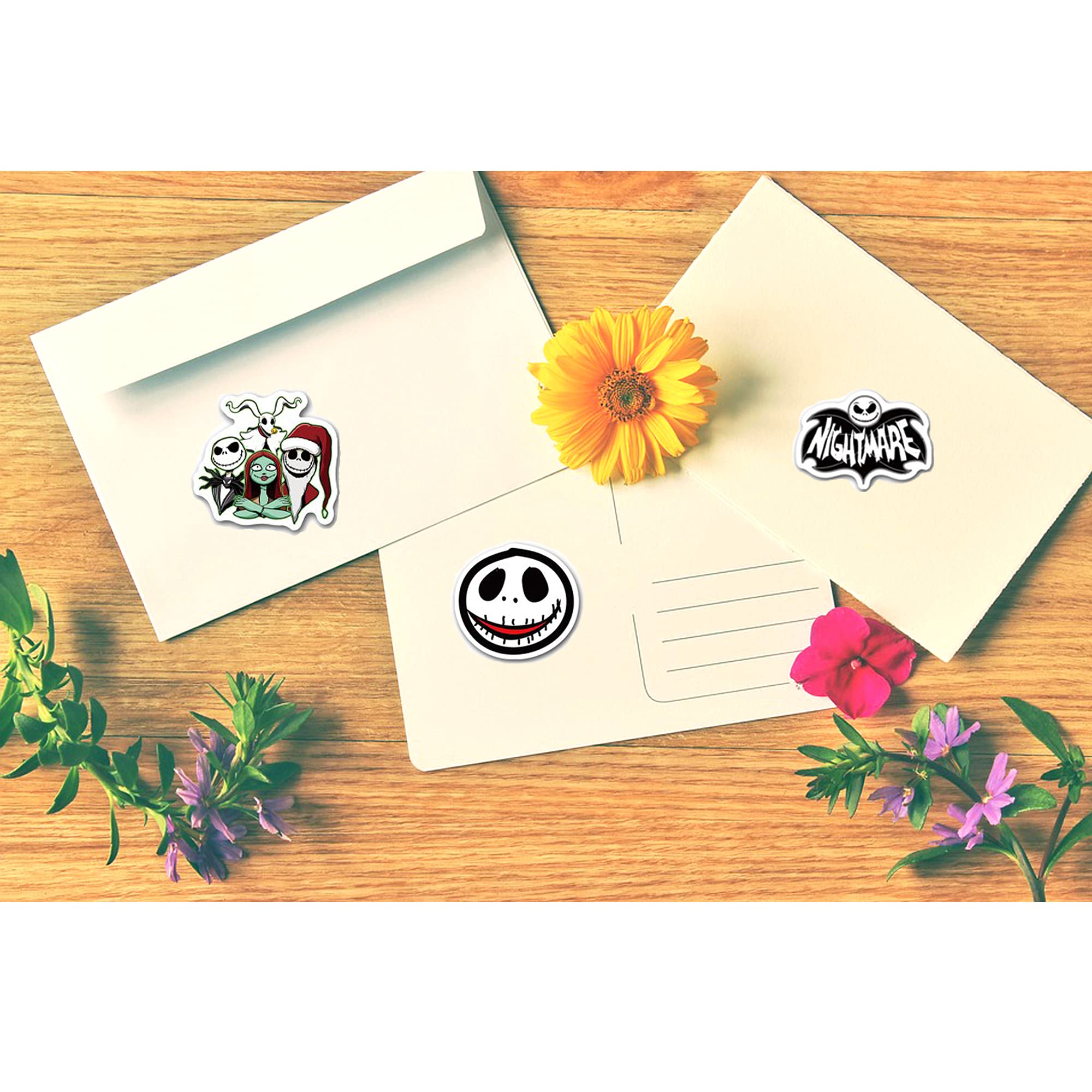Nightmare Before Christmas Stickers, Halloween Stickers 50 Pack, Cute Vinyl Waterproof Stickers Decals for Laptop, Water Bottles, Guitar, Skateboard Stickers for Teens