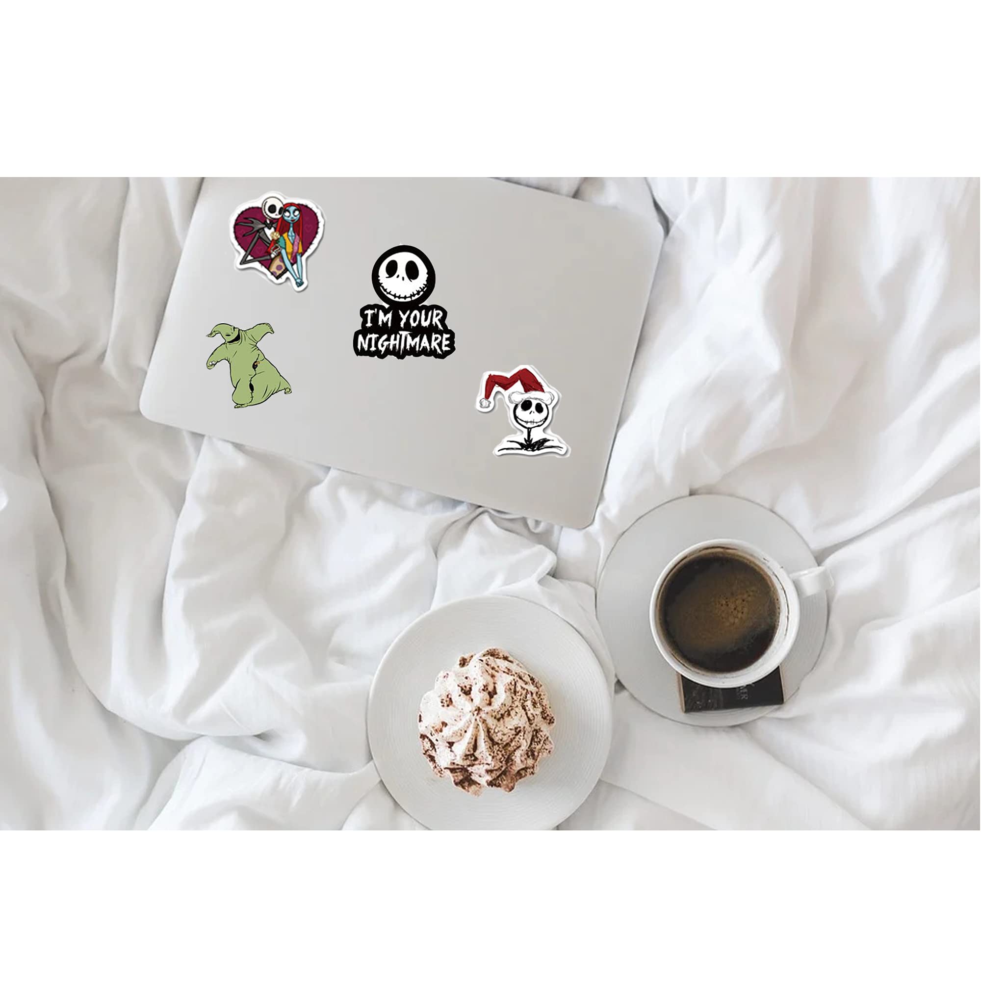 Nightmare Before Christmas Stickers, Halloween Stickers 50 Pack, Cute Vinyl Waterproof Stickers Decals for Laptop, Water Bottles, Guitar, Skateboard Stickers for Teens