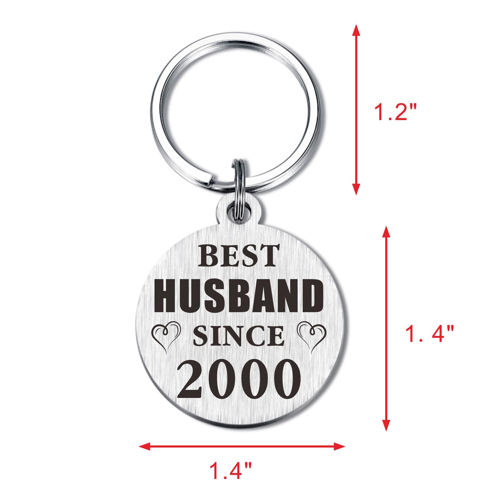 TANWIH 25th Wedding Anniversary Keychain Gifts, Best Husband Since 2000, 25 Year Anniversary Decoration for Him Men