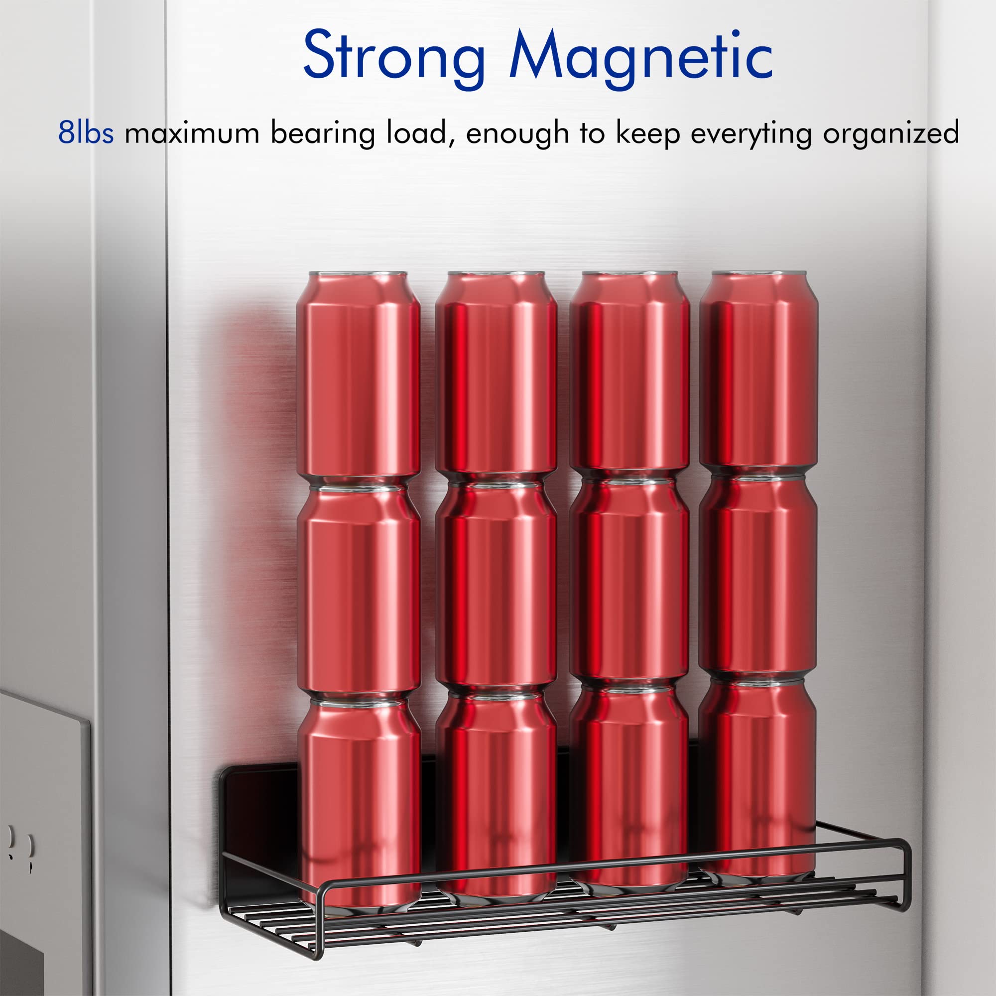 4 Pack Magnetic Spice Rack for Refrigerator, Next to Fridge Spice Organizer Magnetic Shelf for Small Apartment RV Kitchen Whiteboard Classroom Organization and Storage - Black