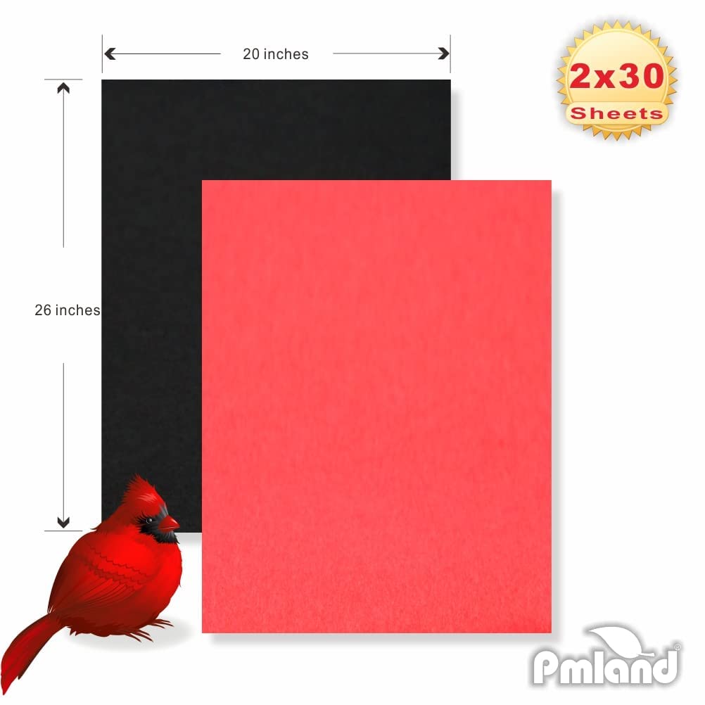 PMLAND Premium Quality Gift Wrapping Paper - Black and Red - 20 Inches x 26 Inches 60 Sheets