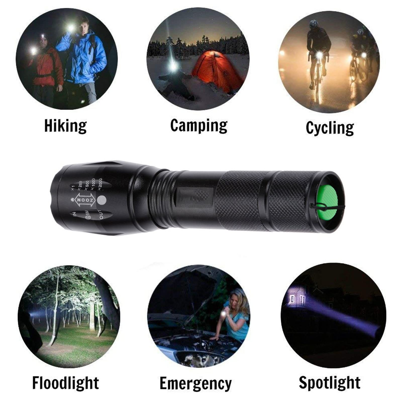 ESASAM Handheld Flashlights, Flashlight Q5 Mini Torch Lanterna Tactical Flashlight Zoomable Waterproof Protable Outdoor Camping Bike Light