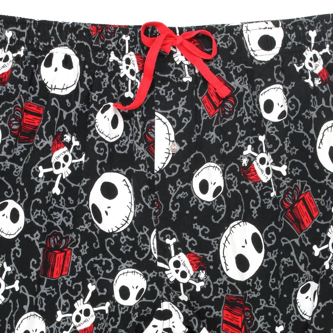 Disney Nightmare Before Christmas Jack Skellington Mens Holiday Lounge Pajama Pant (Large, Black)