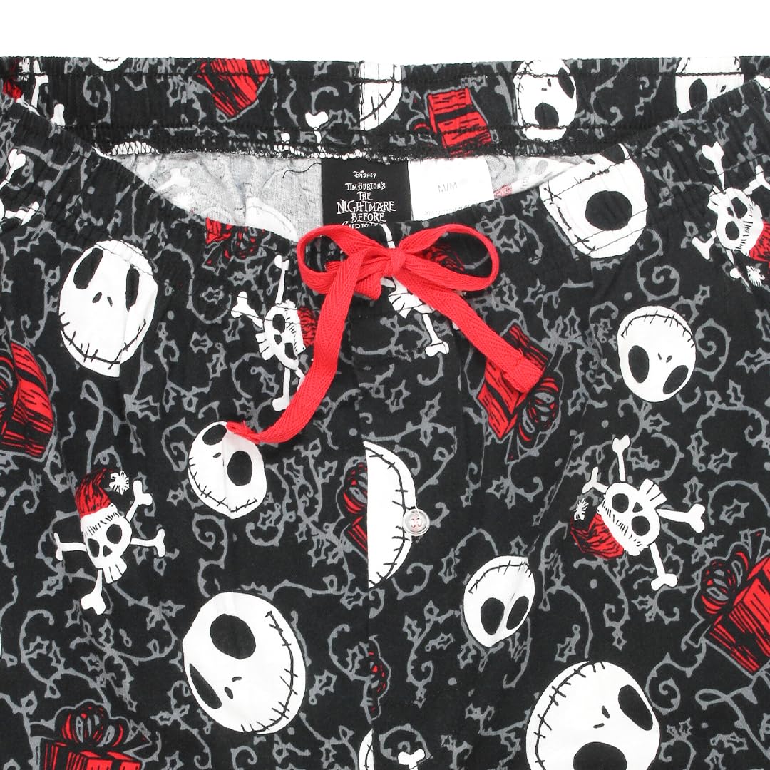 Disney Nightmare Before Christmas Jack Skellington Mens Holiday Lounge Pajama Pant (Large, Black)