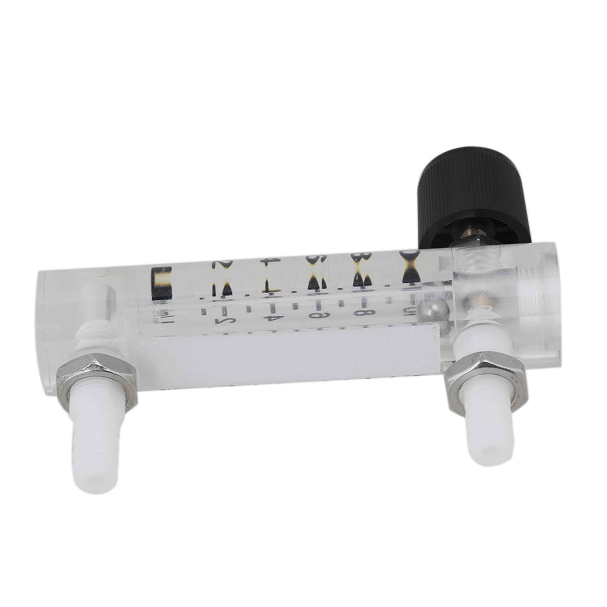 Silver Black White Acylic Flowmeter Gas Hose Fitting Oxygen Regulator 90.4x65.5x22.2mm Plastic Metal