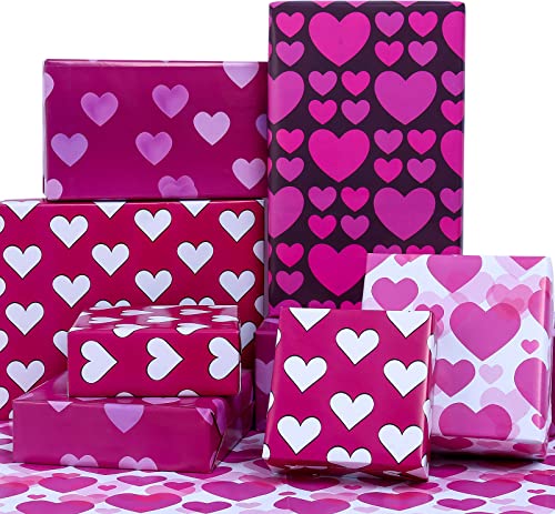 U'COVER Gift Wrapping Paper for Girls Women Men Love Heart Birthday Wrapping Paper for Valentines Day Mothers Day Anniversary Wrap Paper 10 Folded Sheet