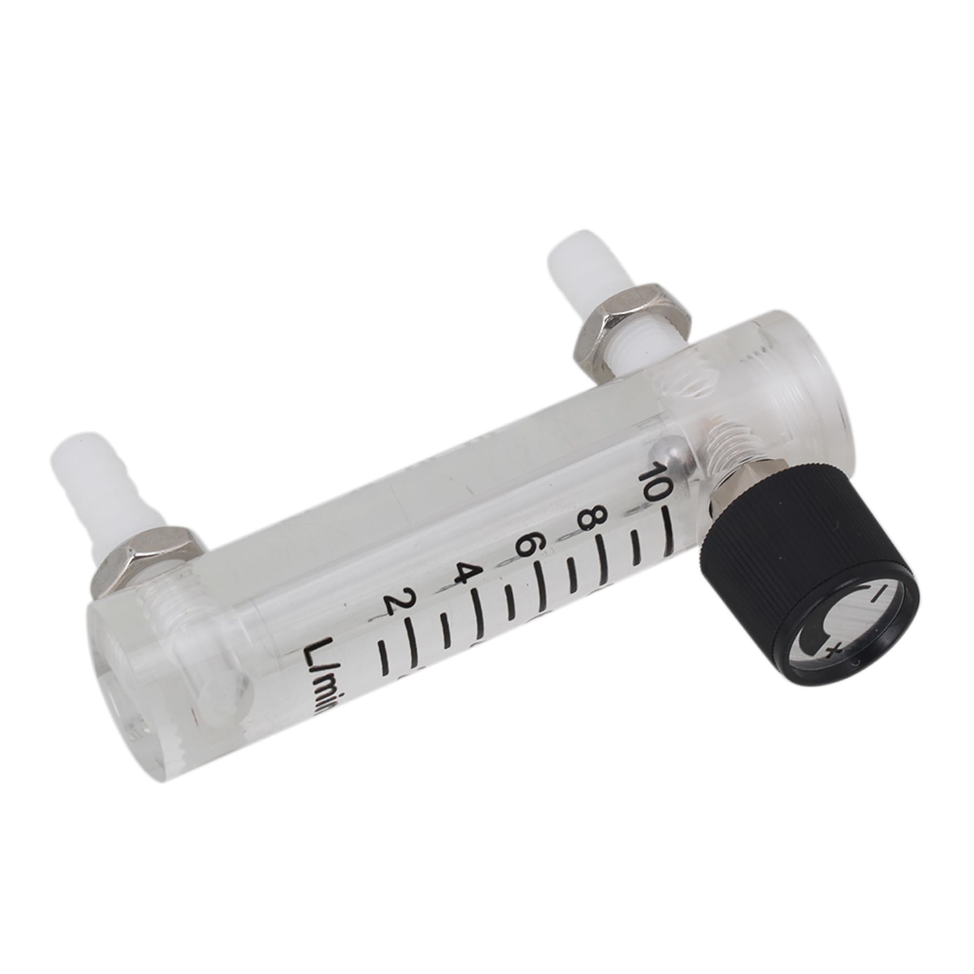 Silver Black White Acylic Flowmeter Gas Hose Fitting Oxygen Regulator 90.4x65.5x22.2mm Plastic Metal