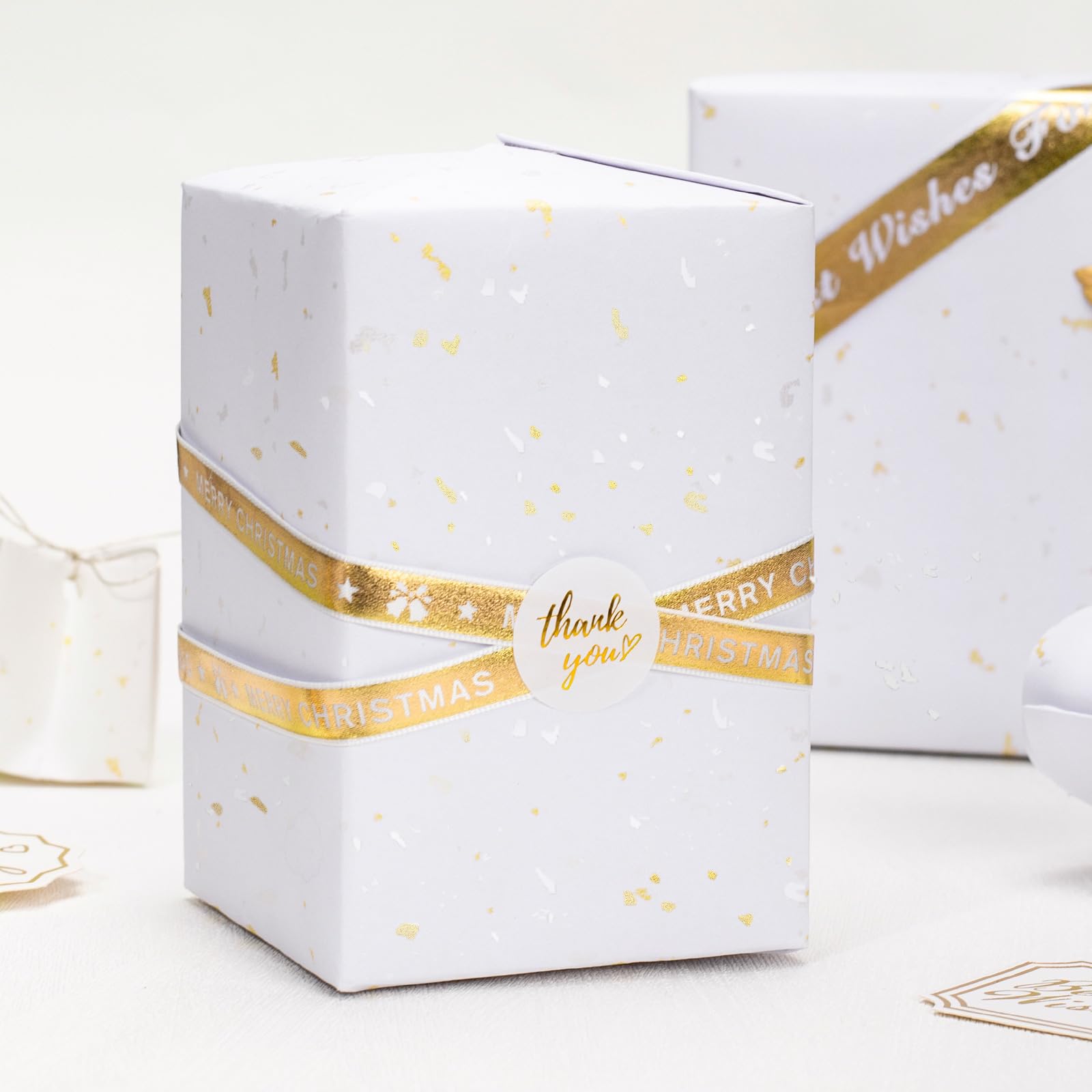 Flyhill Mini Roll Wrapping Paper-17inch*16.5ft（23.4sq.ft.ttl-White Gold Snowflake Foil Design with Smooth for Christmas,Birthday,Holiday,Wedding,Baby Shower