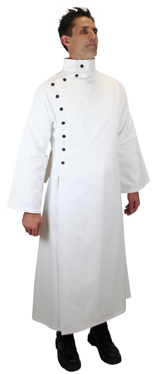 Historical Emporium Men's Cotton Twill Mad Scientist Howie Lab Coat, Victorian Steampunk Halloween Costume Cosplay S White
