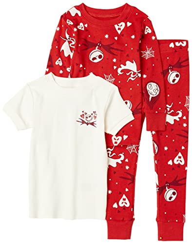 Amazon Essentials Disney | Marvel | Star Wars Baby Boys' Snug-Fit Cotton Pajama Sleepwear Sets, Pack of 3, Nightmare Valentine - Kids, 18 Months