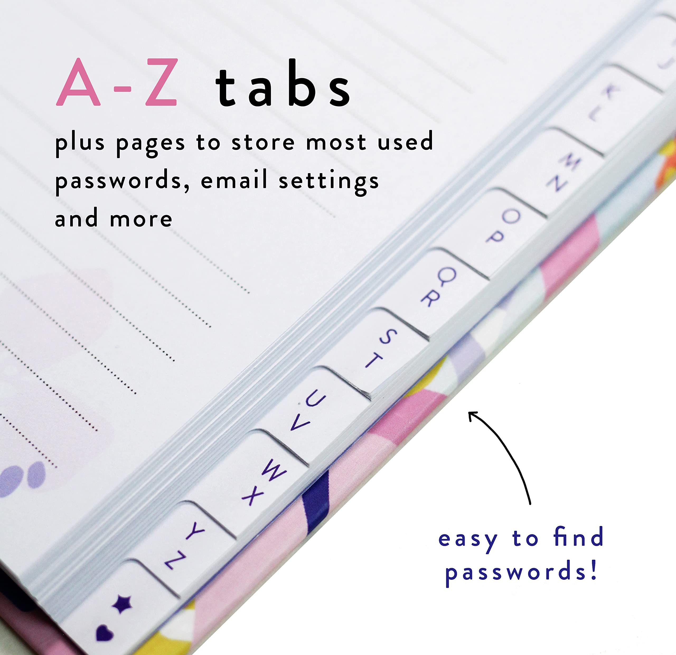Password Book with Alphabetical Tabs - Hardcover Abstract Florals - 5 x 7 inches - Beautiful Password Organizer - Password Keeper Book for Internet Details - Internet password book