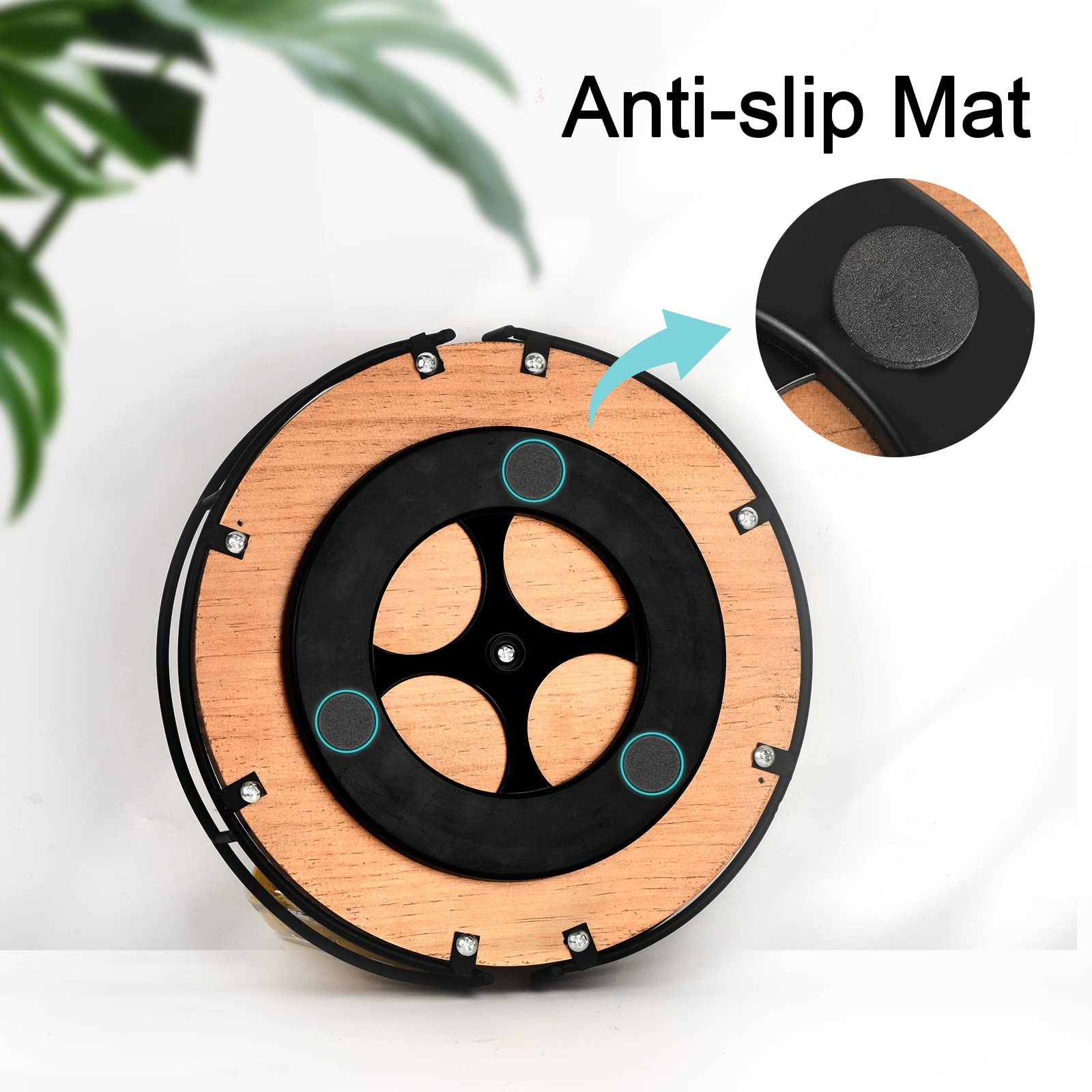 Set of 2, 10 Inch Lazy Susan Organizer - Non-Skid Wood Turntable Organizer for Cabinet, Pantry, Kitchen Countertop, Refrigerator, Spice Rack