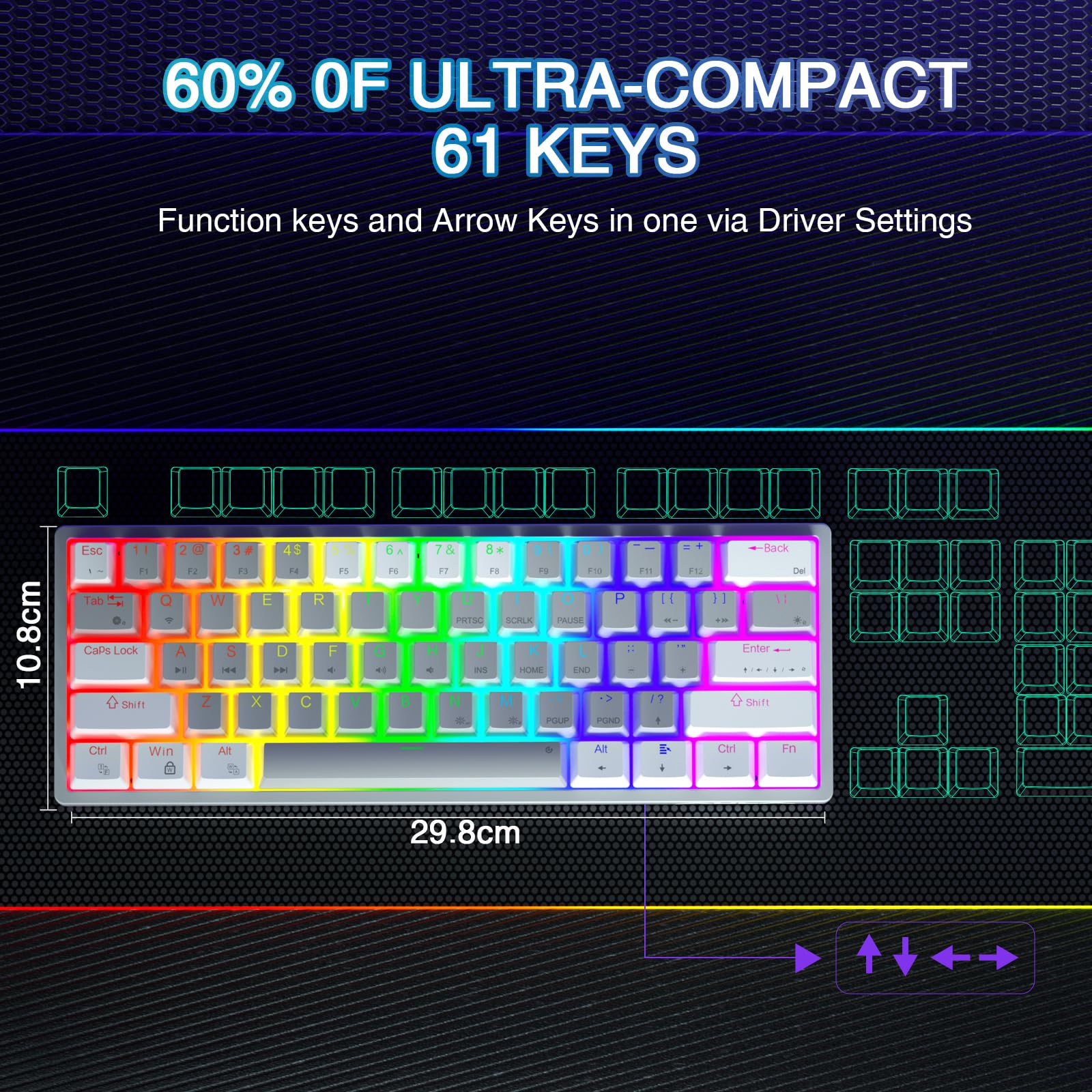 AULA 60 Percent Wired Mechanical Gaming Keyboard, 29 RGB Backlit Custom Hot Swappable Keyboard, Blue Switch 60% Mini Small Compact Keyboard for PC/Mac/Laptop/Wins ββ (Wired Version)