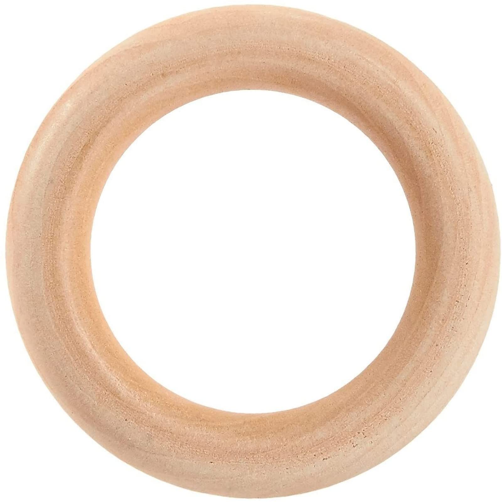 20 Pack Unfinished Natural Wood Rings for Crafts, Macrame Projects, Jewelry Making, DIY Pendant Connectors (2 in)