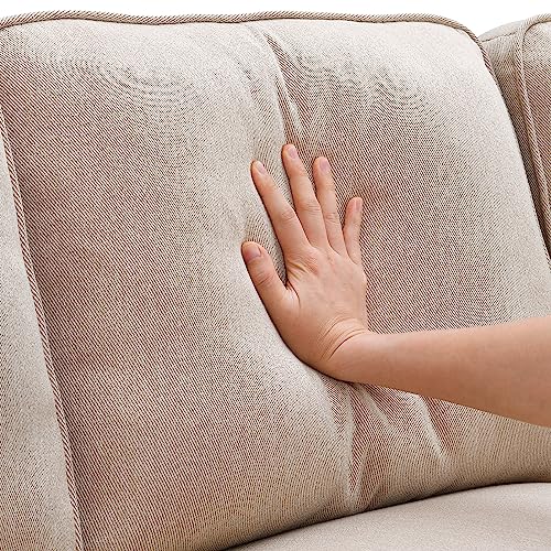 GAOWEI Modern L-Shaped Sectional Sofa,7-seat Linen Fabric Couch Set with Chaise Lounge and Convertible Ottoman for Living Room,Apartment,Office Modular sectional Sofa l Shaped Sofa (Khaki)