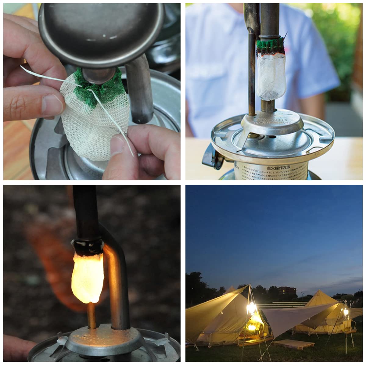 Fantasyon 20 Pcs Propane Lantern Mantles Lantern Mantles Gas Lamp Mantles Gas Lantern Mantles Propane Light Mantle U Shape Mantles Gas Lantern Covers Mantles for Outdoor Camping Lantern