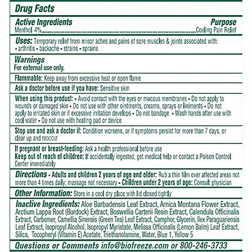 Biofreeze Pain Relief Roll-On, 3 oz. Colorless Roll-On, Fast Acting, Long Lasting, & Powerful Topical Pain Reliever, Pack of 4