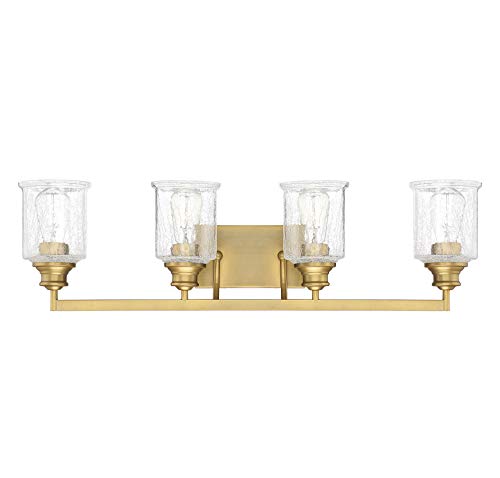 Savoy House 8-1972-4-322 Hampton Warm Brass 4-Light Bathroom Vanity Light (32" W x 9" H)