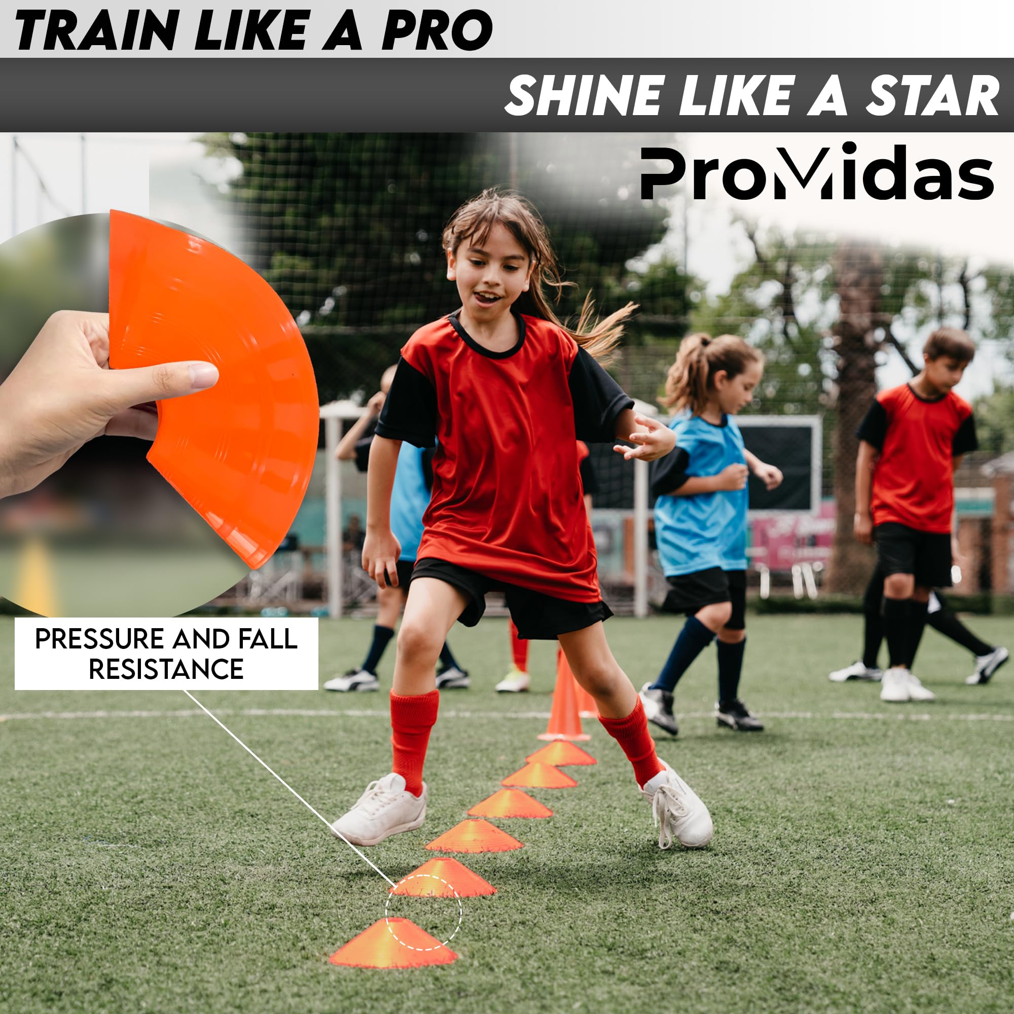 24 Pcs Soccer Cones for Training - with Mesh Bag & Strap - Flexible & Heavy Duty - Best for Football, Basketball & Running Drills - Premium Quality Soccer Training Cones Sports