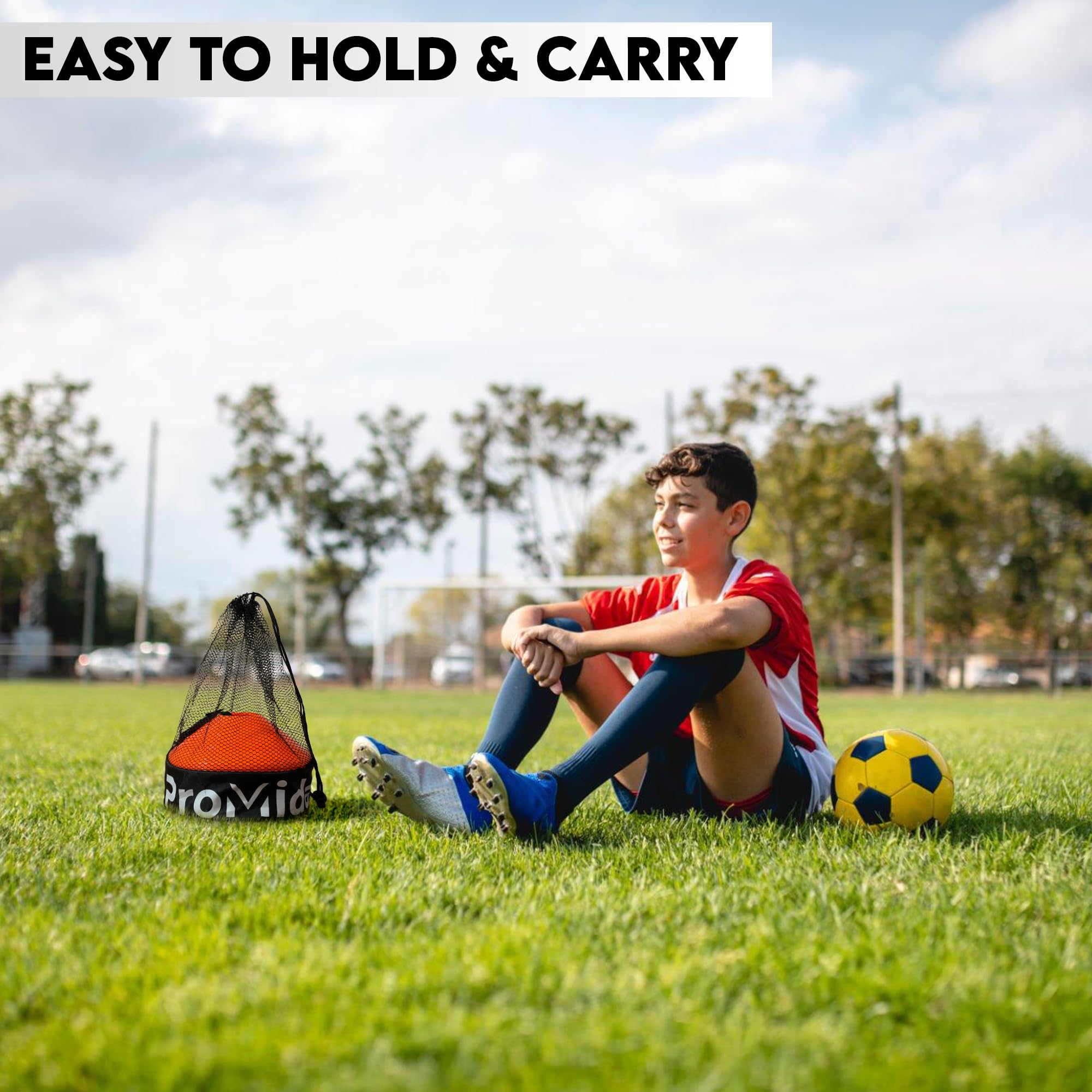24 Pcs Soccer Cones for Training - with Mesh Bag & Strap - Flexible & Heavy Duty - Best for Football, Basketball & Running Drills - Premium Quality Soccer Training Cones Sports
