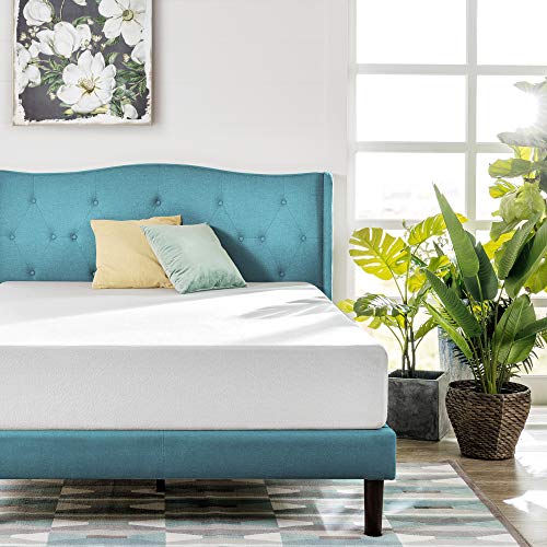 ZINUS Lottie Upholstered Platform Bed Frame, Grey, Twin & 10 Inch Green Tea Memory Foam Mattress / CertiPUR-US Certified / Bed-in-a-Box / Pressure Relieving, Twin