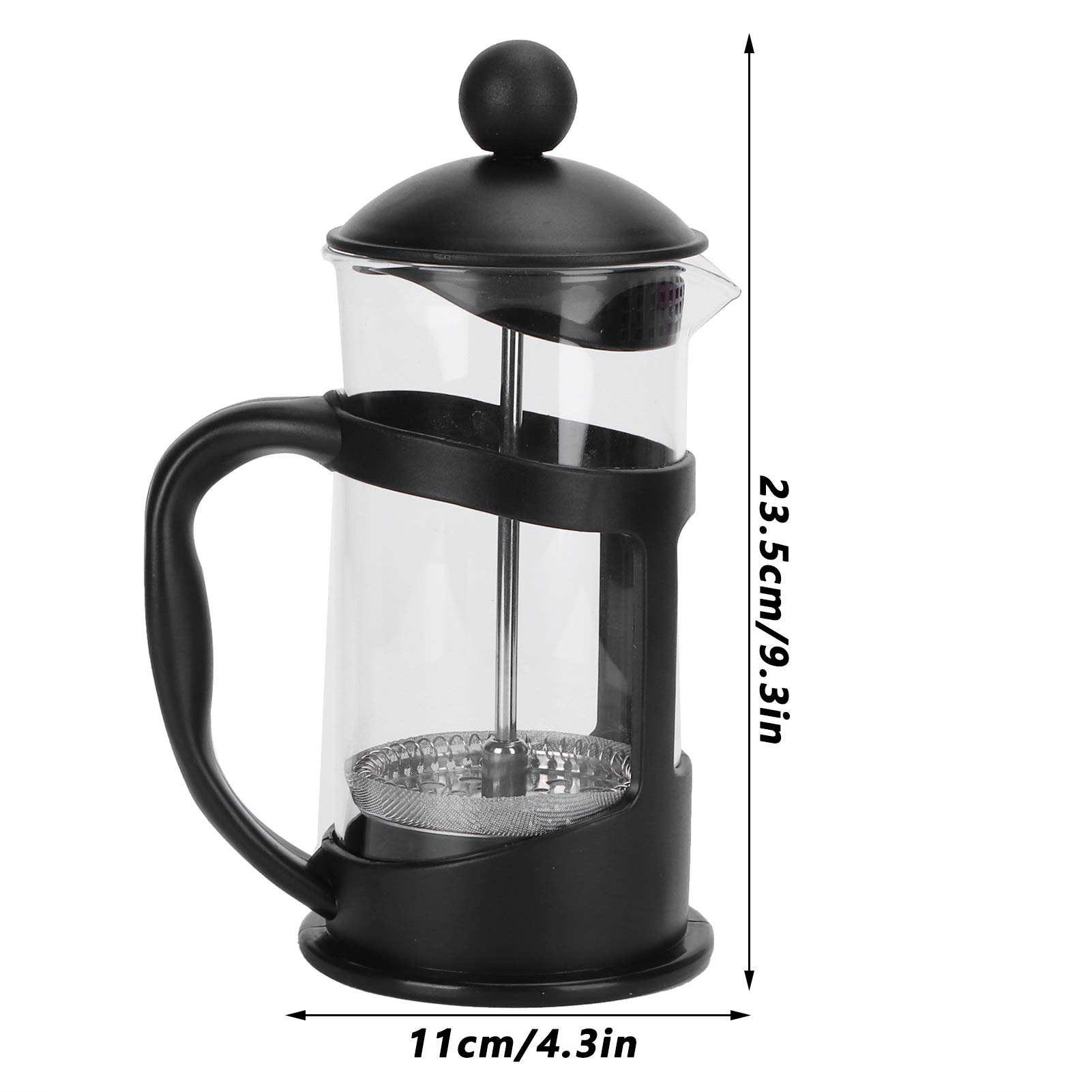 KUIKUI French Press Coffee Maker, Espresso Tea and Coffee Maker, High Temperature Resistant Borosilicate Glass Coffee Press Teapot for Camping Travel Gifts, Black (1000ml)