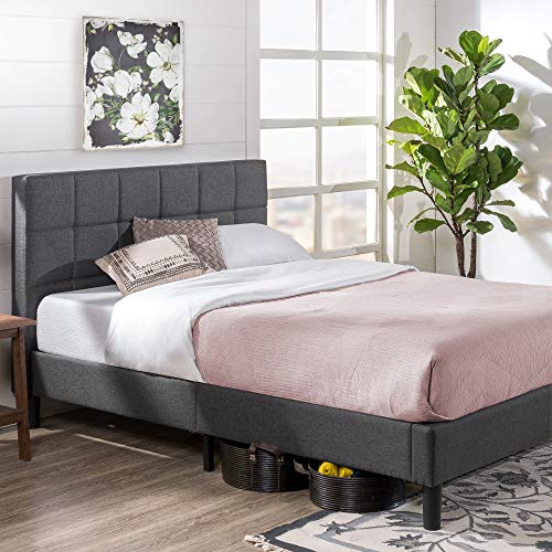ZINUS Lottie Upholstered Platform Bed Frame, Grey, Twin & 10 Inch Green Tea Memory Foam Mattress / CertiPUR-US Certified / Bed-in-a-Box / Pressure Relieving, Twin