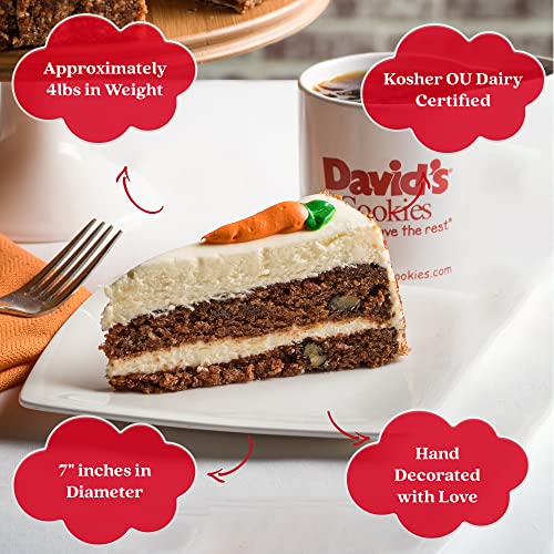 David's Cookies Layered Carrot Cake 10" - Pre-sliced 14 pcs. Fresh Gourmet Bakery Dessert With Rich Cream Cheese Frosting, Easter Food Gift Idea for Women, Men, Kids - Easter Snacks Cake for Delivery