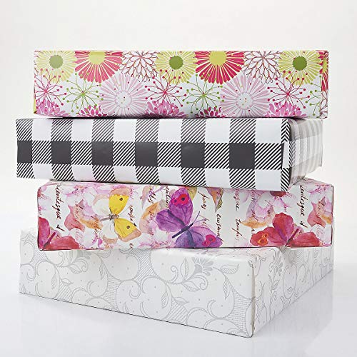 Current Pearl Stripe Swirls Jumbo Rolled Gift Wrap (1 Giant Roll, 61 sq. ft.) Peek-Proof, For Weddings, 25th Silver Anniversary Wrapping Paper