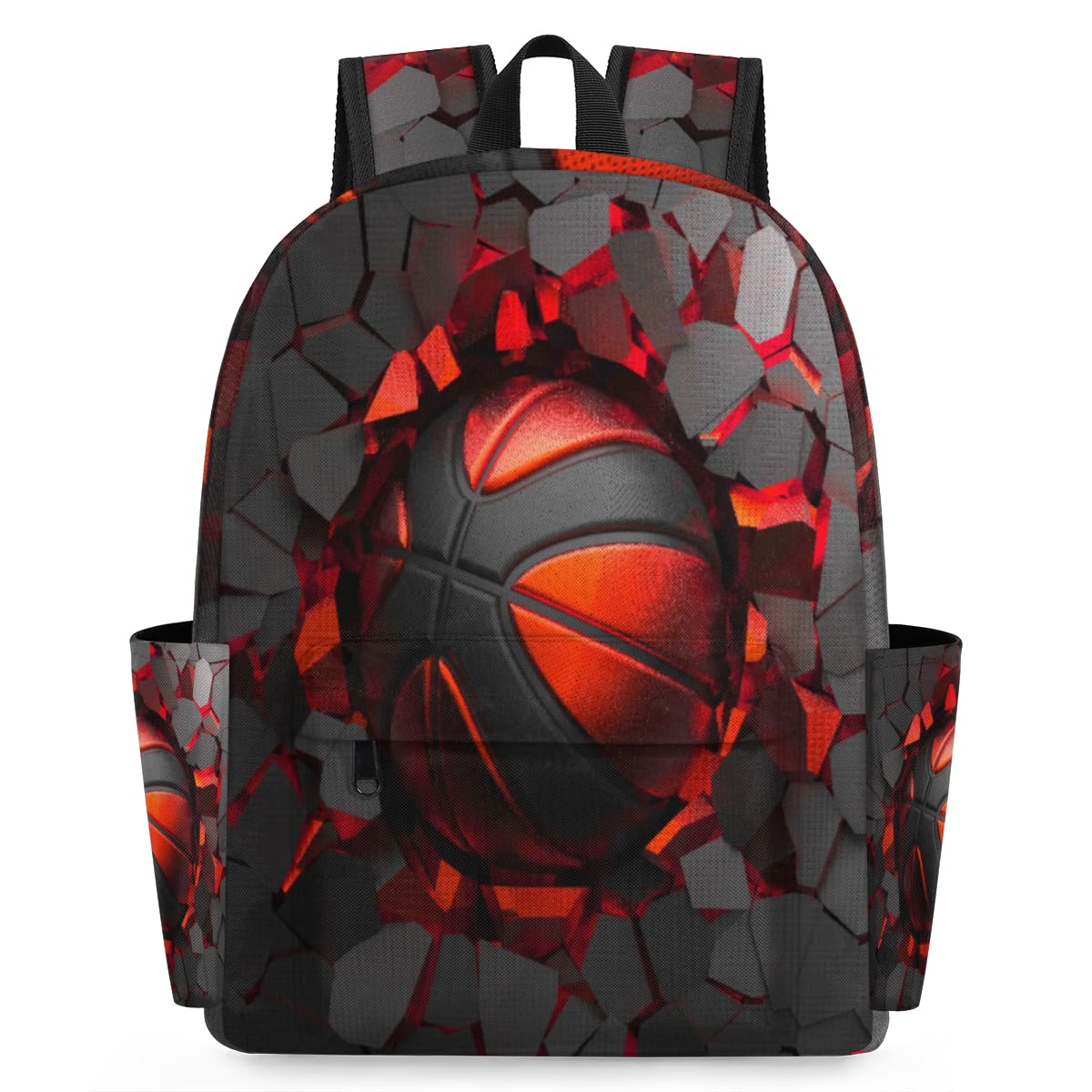 YoCosy School Backpack for Boys Girls Black Red Sport Basketball Kids Backpack Bookbag for Elementary Preschool Travel Daypack Laptop Backpack Purse for Women Men Teens