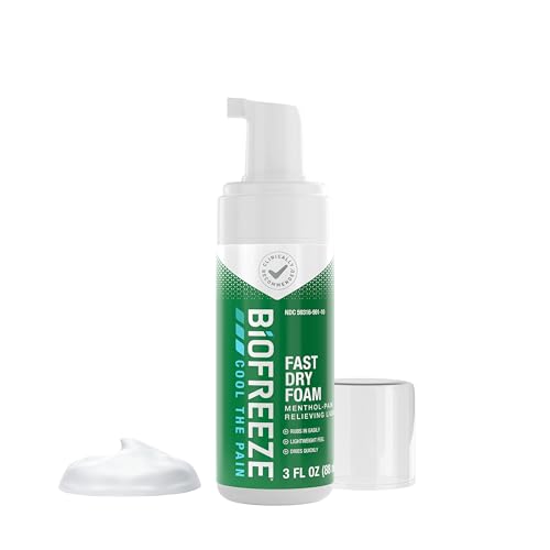 Biofreeze Menthol Pain Relieving Foam 3 FL OZ For Pain Relief Of Sore Muscles, Arthritis, Simple Backaches, And Joint Pain. Fast Drying, Lightweight, Powerful Topical Pain Reliever (Package May Vary)