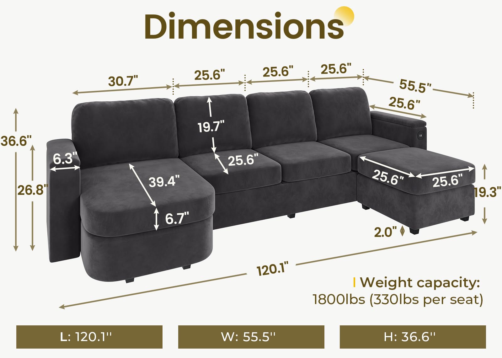 Sectional Couch for Living Room Furniture Set