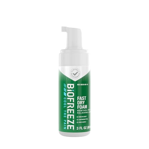 Biofreeze Menthol Pain Relieving Foam 3 FL OZ For Pain Relief Of Sore Muscles, Arthritis, Simple Backaches, And Joint Pain. Fast Drying, Lightweight, Powerful Topical Pain Reliever (Package May Vary)