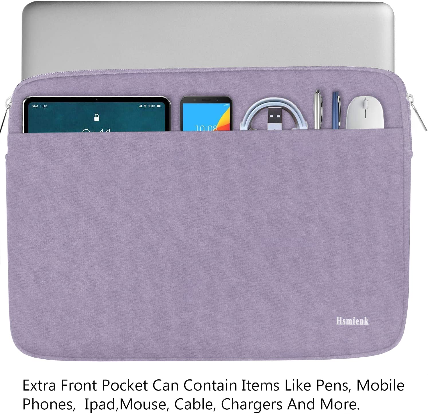 15.6 inch Laptop Sleeve Case, Shockproof Protective Notebook Case with Accessory Pocket, Briefcase Carrying Laptop Sleeve for 15.6" HP, ASUS, Dell, Lenovo, Acer -Lilac Colour