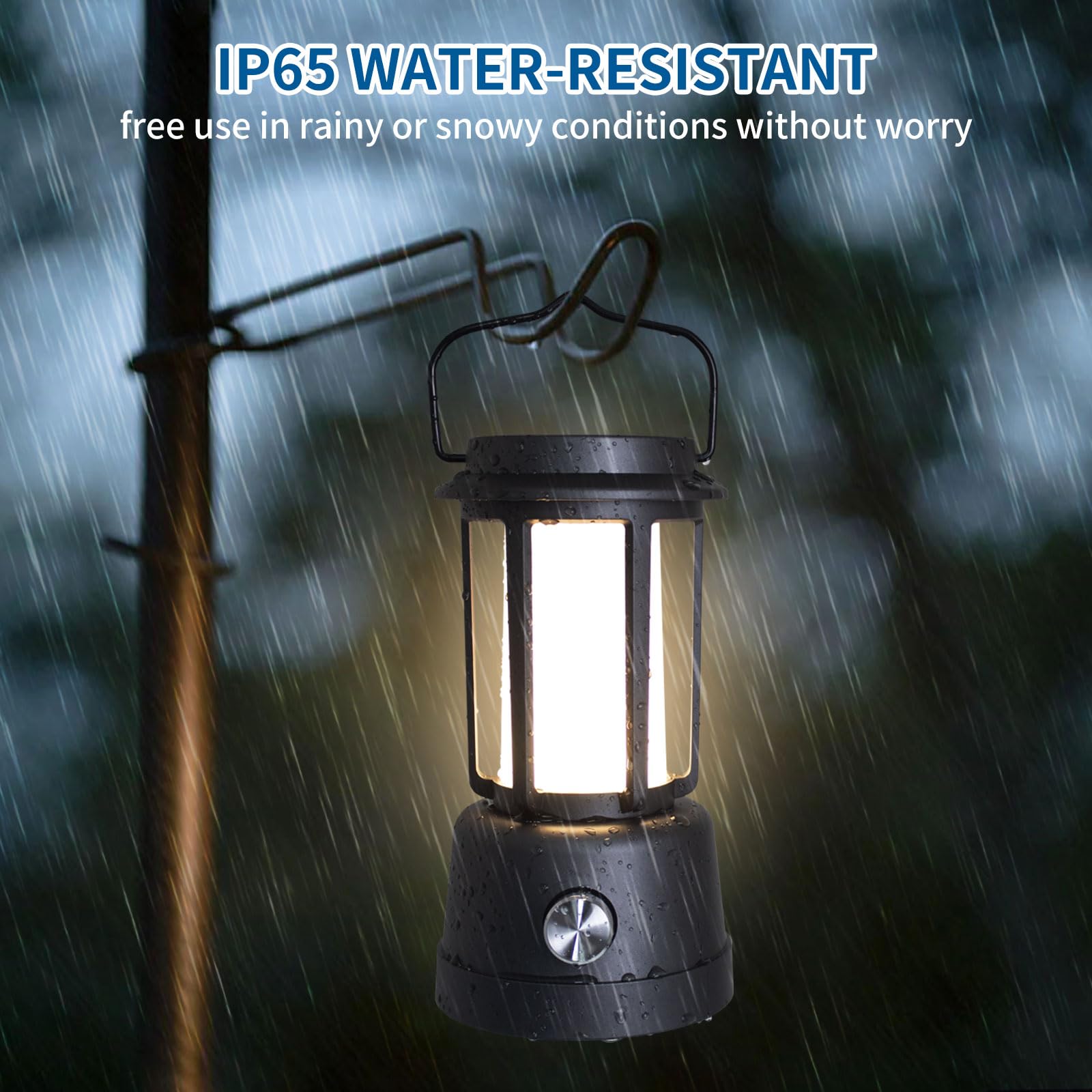 LED Camping Lantern, 6000mAh Solar Powered/ Hand Crank/ USB-C Rechargeable Camping Lights, 3 Light Modes 3500LM Dimmable Hanging Tent Lights Lamp Waterproof for Emergency Home Power outages Failure