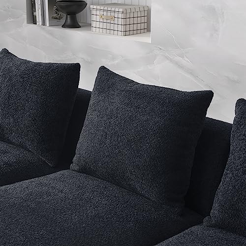 Free Combination Upholstered Reversible Modular Sectional Sofa,Rearrangeable L-Shaped Corner Cloud Deep Sofá with Left Side Chaise,Ottoman and Waist Pillows for Living Room Office Furniture Set