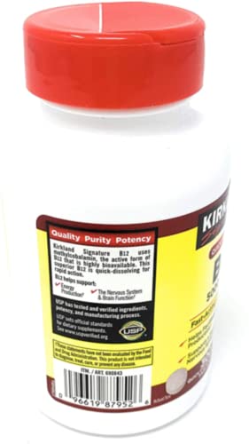 Kirkland-Signature Vitamin B12 5000 Mcg, Supplements,300 Tablets-Support More Quick Dissolve,Cherry Flavor