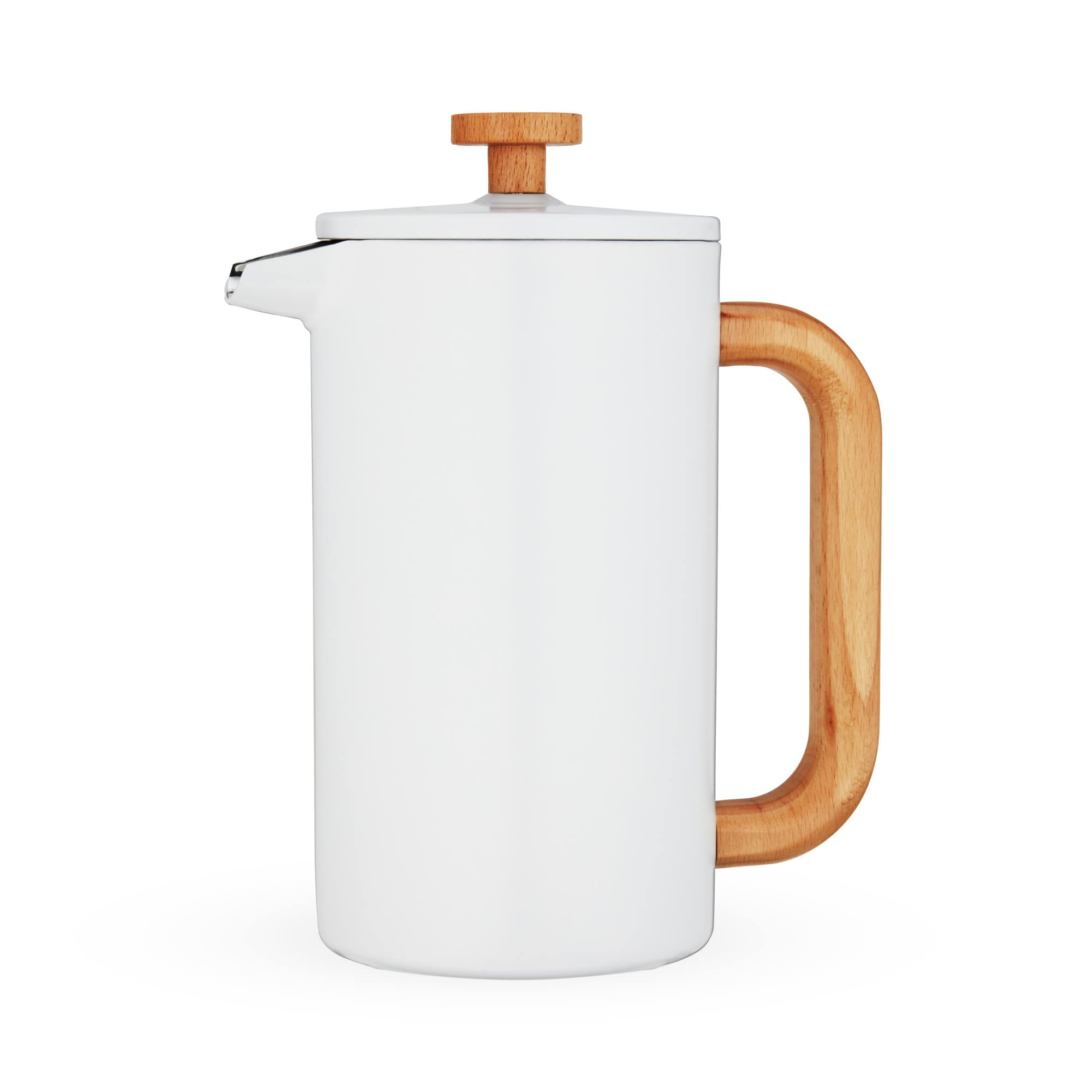 Pinky Up Martha Double Walled Stainless Steel Press Pot Tea and Coffee Maker, Loose Leaf Tea Accessories French Press Brewer, 34 Oz, Set of 1,White