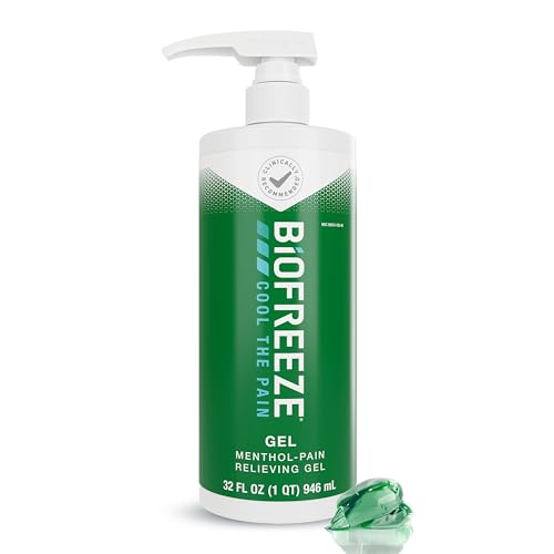 Biofreeze 11799-A Menthol Pain Relieving Gel, 32 fl oz, Arthritis, Simple Backaches and Joint Pain, Original Green Formula