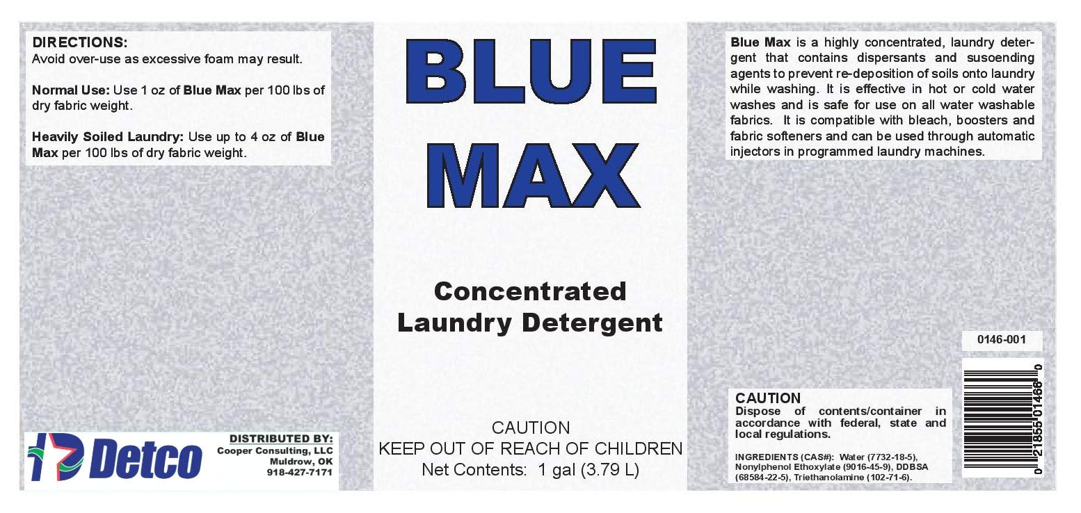 Detco Blue Max Industrial-Strength Laundry Detergent Concentrate - Safely Clean 256 Loads Per Gallon, 1/2 Ounce Per Load, Heavy Duty Concentrated Commercial Formula, 1 Liquid Gallon Bottle, Pack of 1