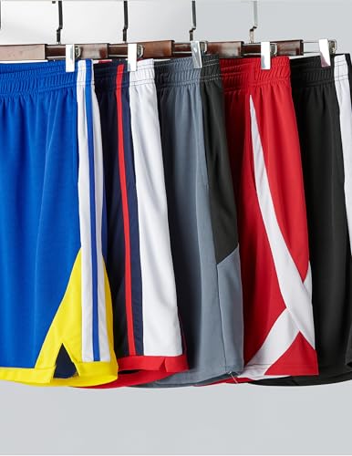 Liberty Imports 5 Pack Men's Quick Dry Athletic Basketball Shorts 9" Inseam with Pockets, Activewear for Workout Gym Running (Set 3, Medium)