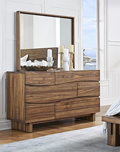Modus Furniture Ocean Solid Wood 6-Drawer Dresser, Natural Sengon