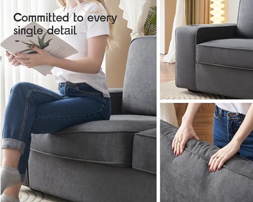 HOWE Sofa, 89 inch Modern Sofa Couch with USB Charging Ports & Cup Holders, Comfy Sofa- Deep Seat Couch for Living Room (Charcoal Grey Chenille)