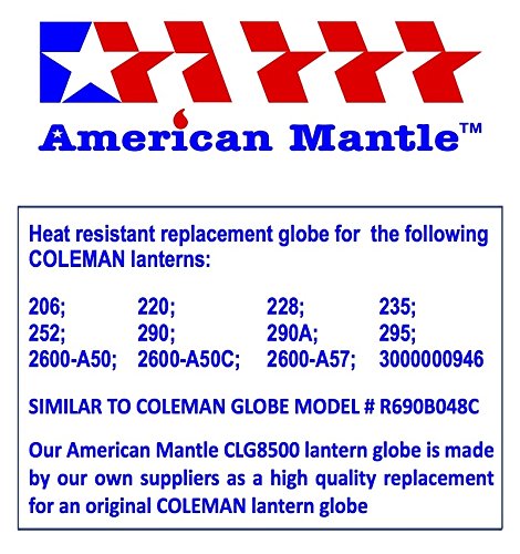 American Mantle Clear Straight Lantern Globe: CLG8500 (Replacement for CLMN R690B048C)